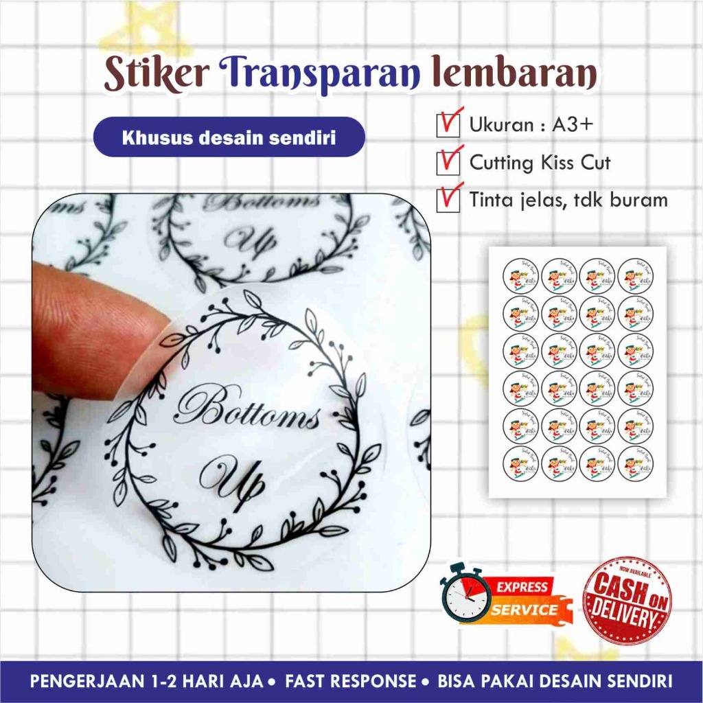 Jual STIKER TRANSPARAN BULAT CUTTING KISS CUT LEMBARAN / DESAIN SNDR ...