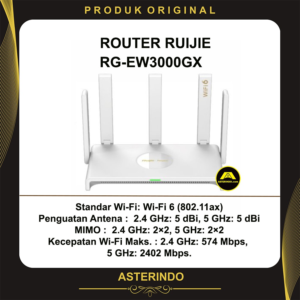 Jual Router Wifi Ruijie RG-EW3000GX Gigabit WAN-Ganda 3000M Wi-Fi 6 ...