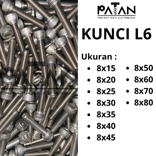 Jual [ISI 5 PCS] Baut L6 (Panjang 15-80) Stainless SS 304 Hex Head Socket Screw | Shopee Indonesia