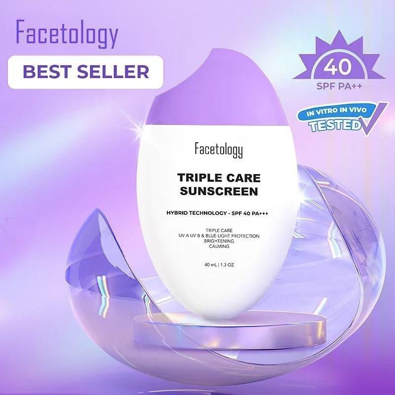 Jual FACETOLOGY Triple Care Sunscreen SPF 40 PA+++ 40ml | Shopee Indonesia