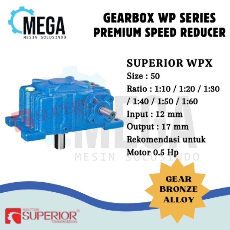 Jual Superior Gearbox WPX 50 ratio 1:10 - 1:60 Speed Reducer Worm Gear ...