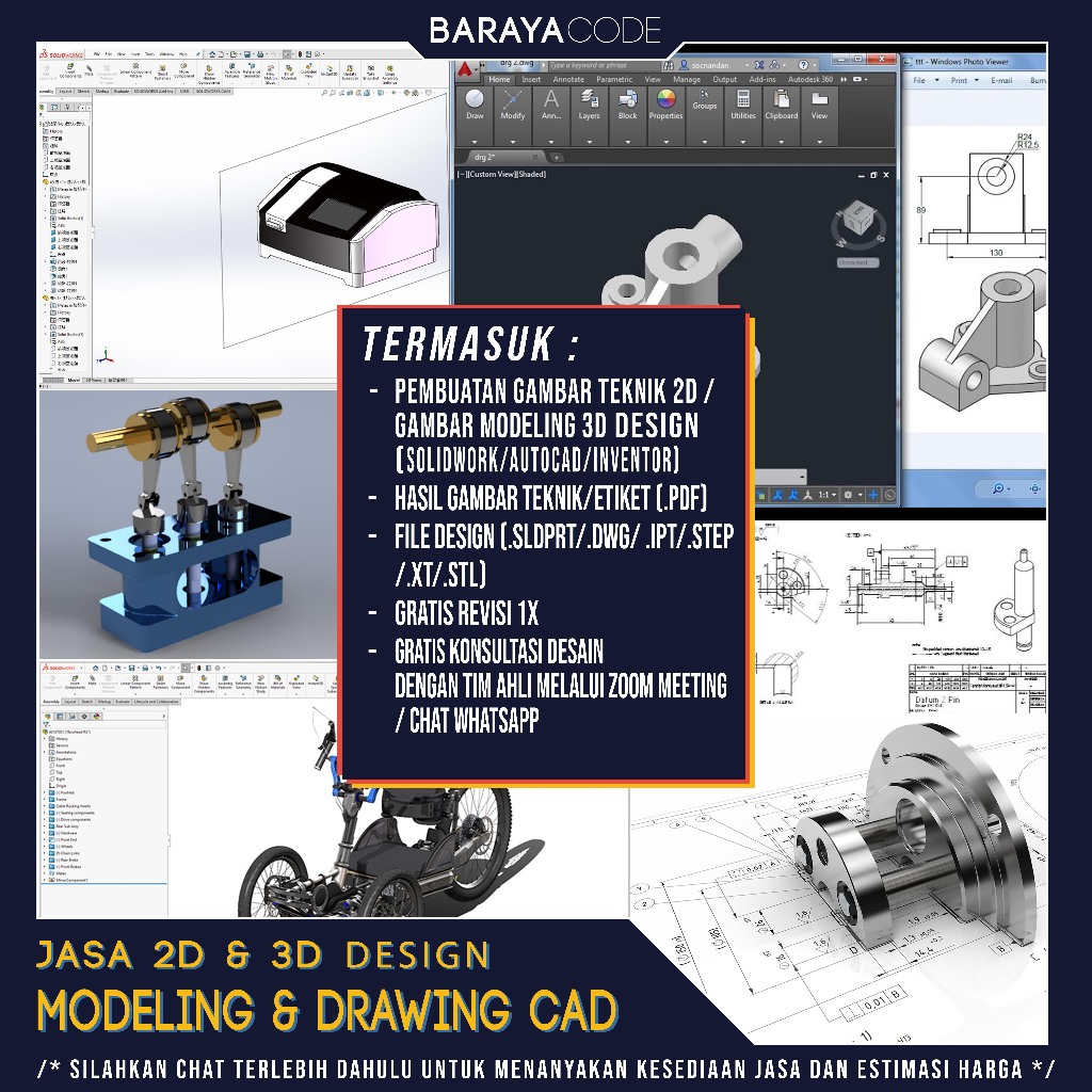 Jual JASA DESAIN 2D/3D MODELING CAD SOLIDWORK AUTOCAD INVENTOR | Shopee Indonesia