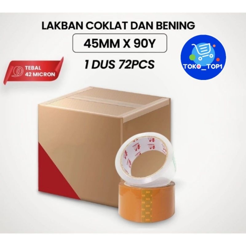Jual ISOLASI 1 DUS 45MM 90Y ISI 72 PCS LAKBAN BENING & COKLAT TERMURAH SUPER CLEAR | Shopee ...