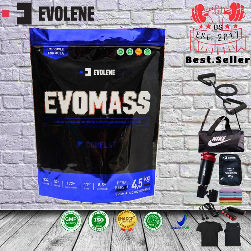 Jual EVOLENE Evomass 10 lbs 4.5kg Susu Bulking Penambah Berat Badan ...