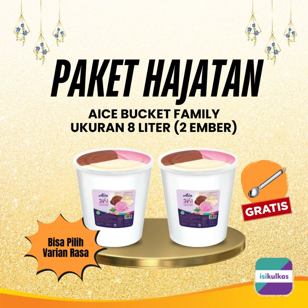 Jual Paket Hajatan Es Krim AICE 8 Liter 2 Ember Gratis Scoop | Shopee ...