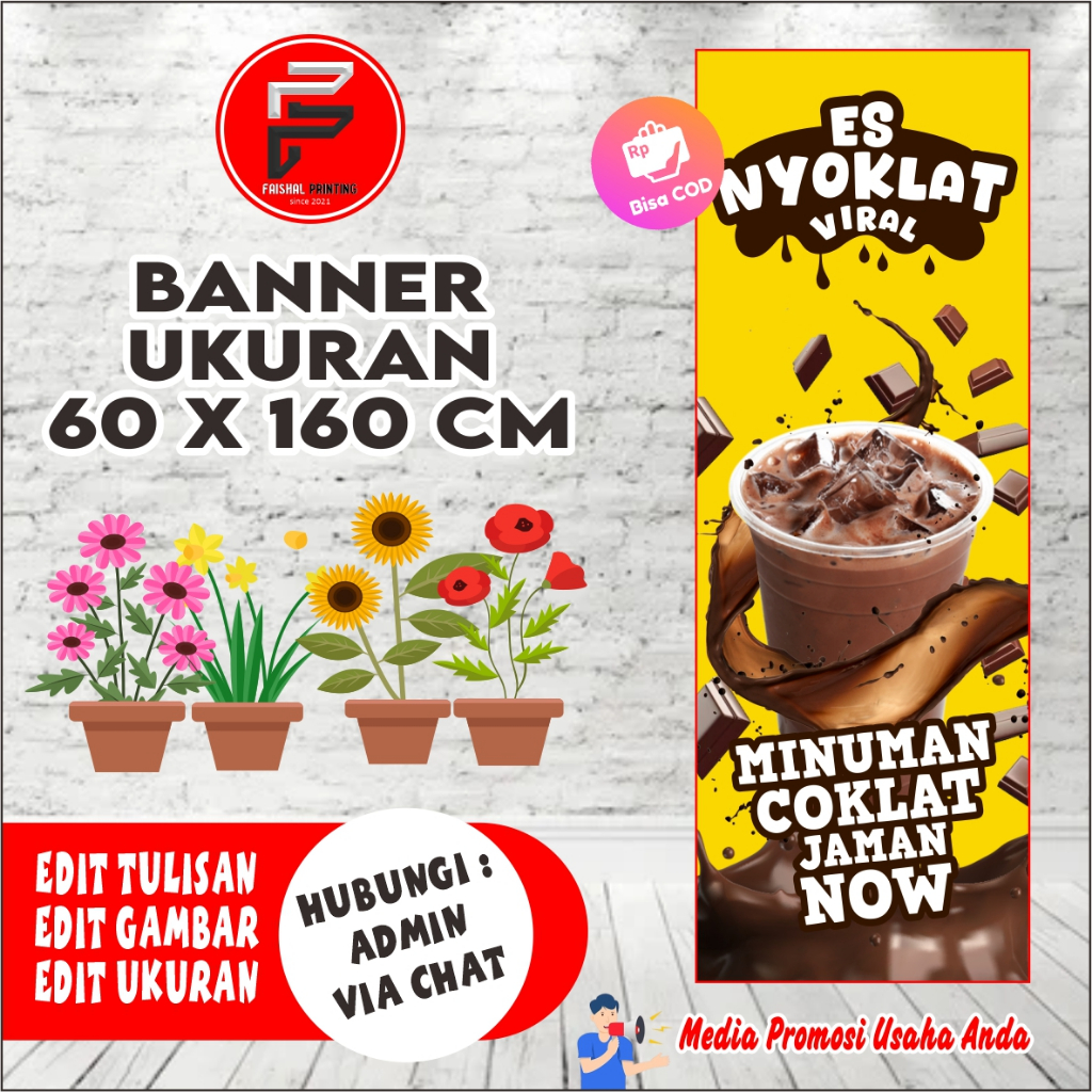 Jual Banner Es Coklat / Spanduk Es Nyoklat / Banner Ukuran 60 x 160 cm ...