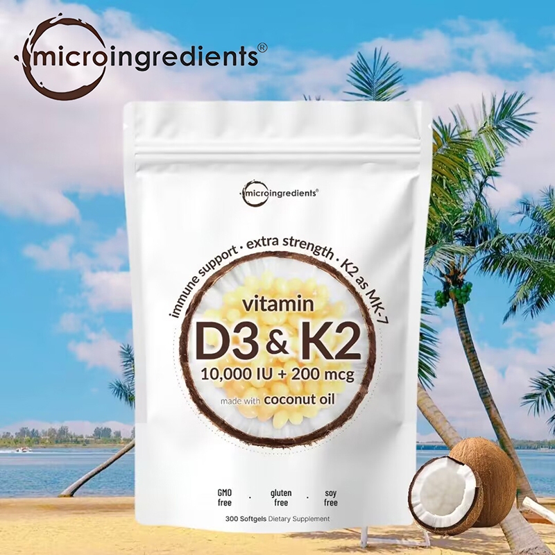 Jual Micro Ingredients double strength 2 in 1 vitamin D3 + K2 coconut oil 300 softgels | Shopee ...