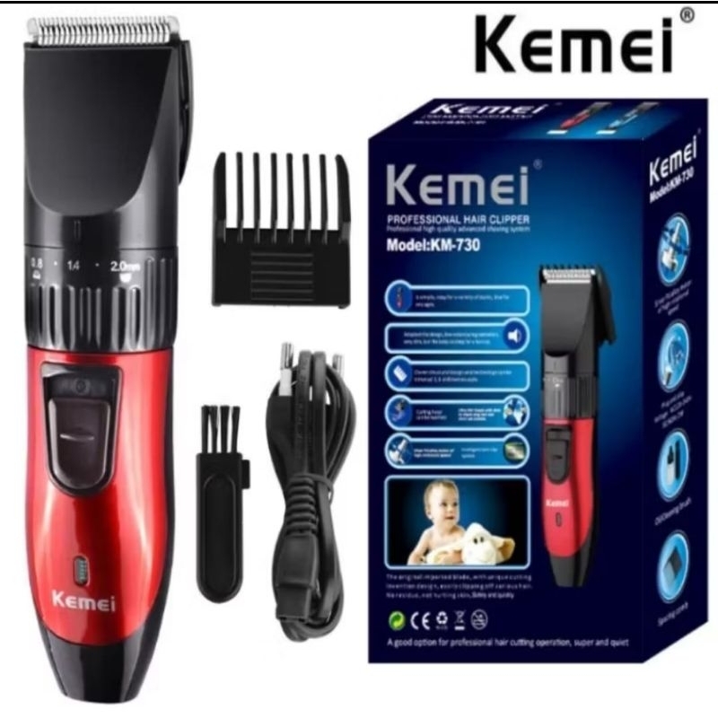 Jual Kemei KM 730 Alat cukur rambut Elektrik Hair Clipper rechargeable Profesional | Shopee ...