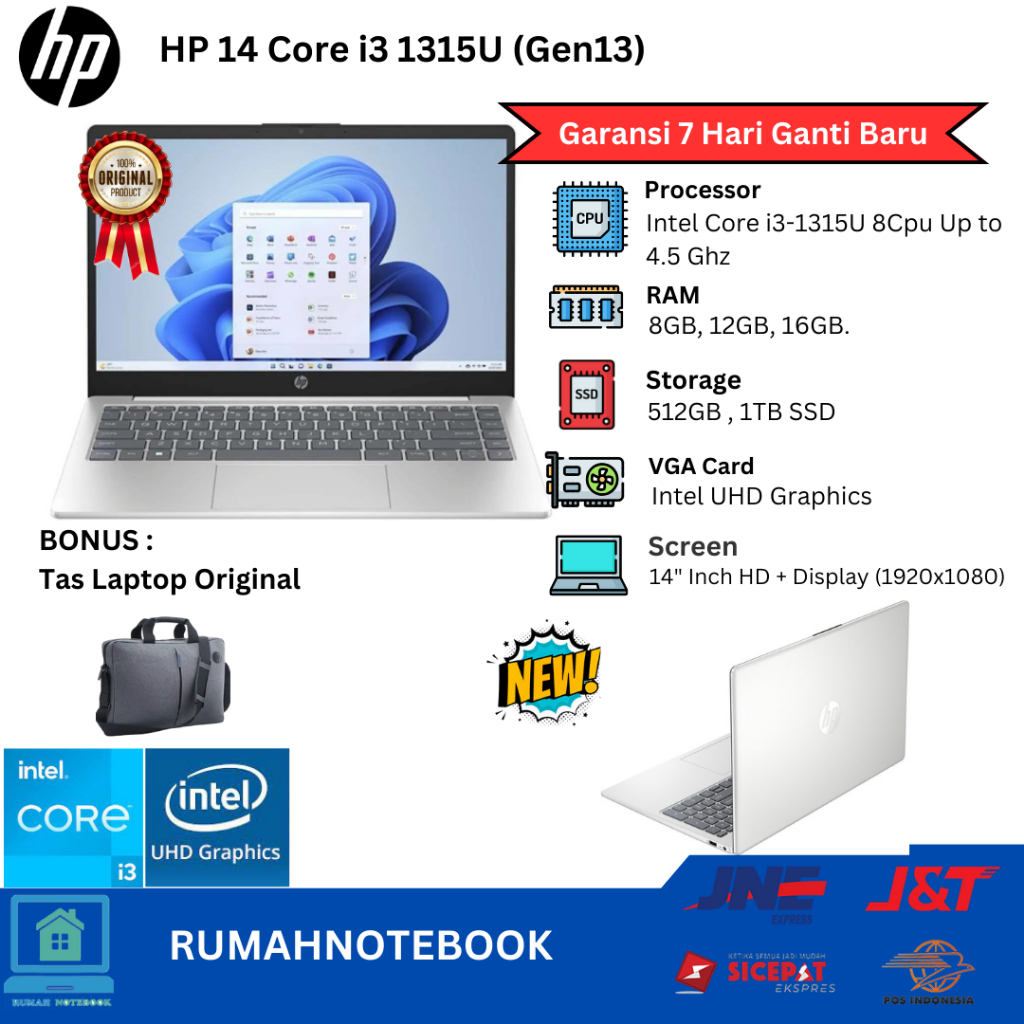Jual Laptop Baru Hp 14 ep Intel Core i3 1315U N305 N100 4.5 Ghz Octa ...