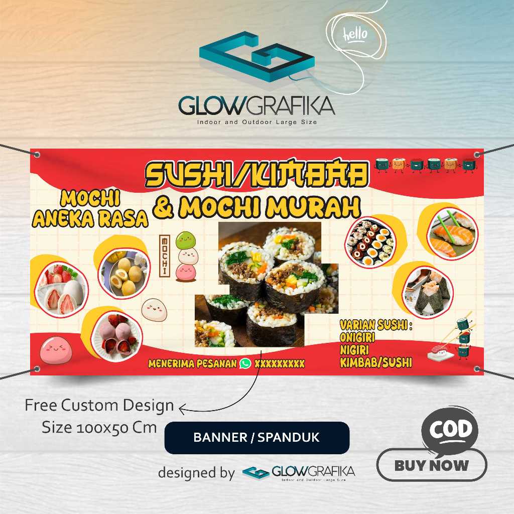 Jual Cetak Spanduk Banner Sushi Dan Kimbab Model Merah | Shopee Indonesia