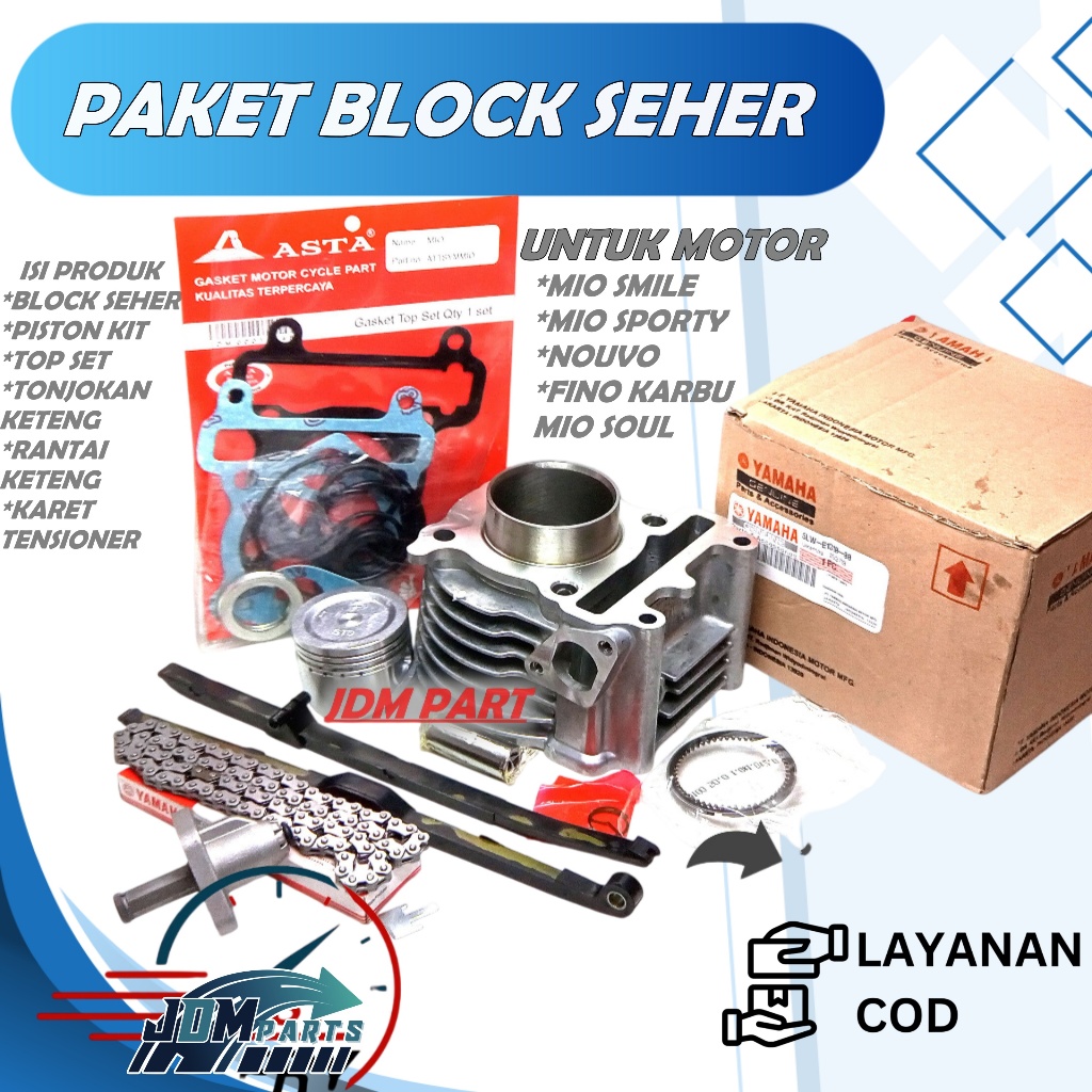 Jual PAKET BLOK SEHER + TOPSET + RANTAI KETENG + KARET TENSIONER + TONJOKAN KETENG YAMAHA MIO ...