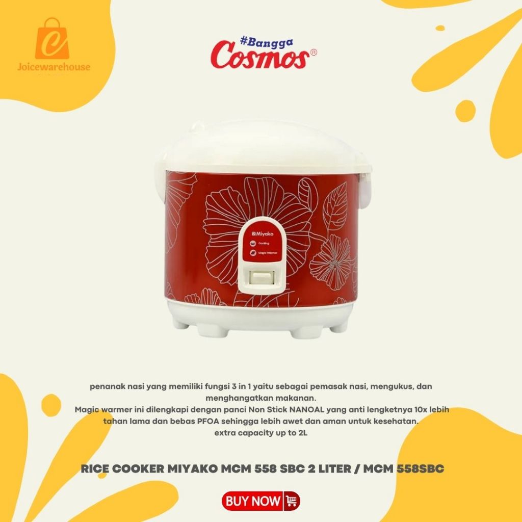 Jual MAGICOM / RICE COOKER MIYAKO MCM 558 SBC 2 LITER / MCM 558SBC ...