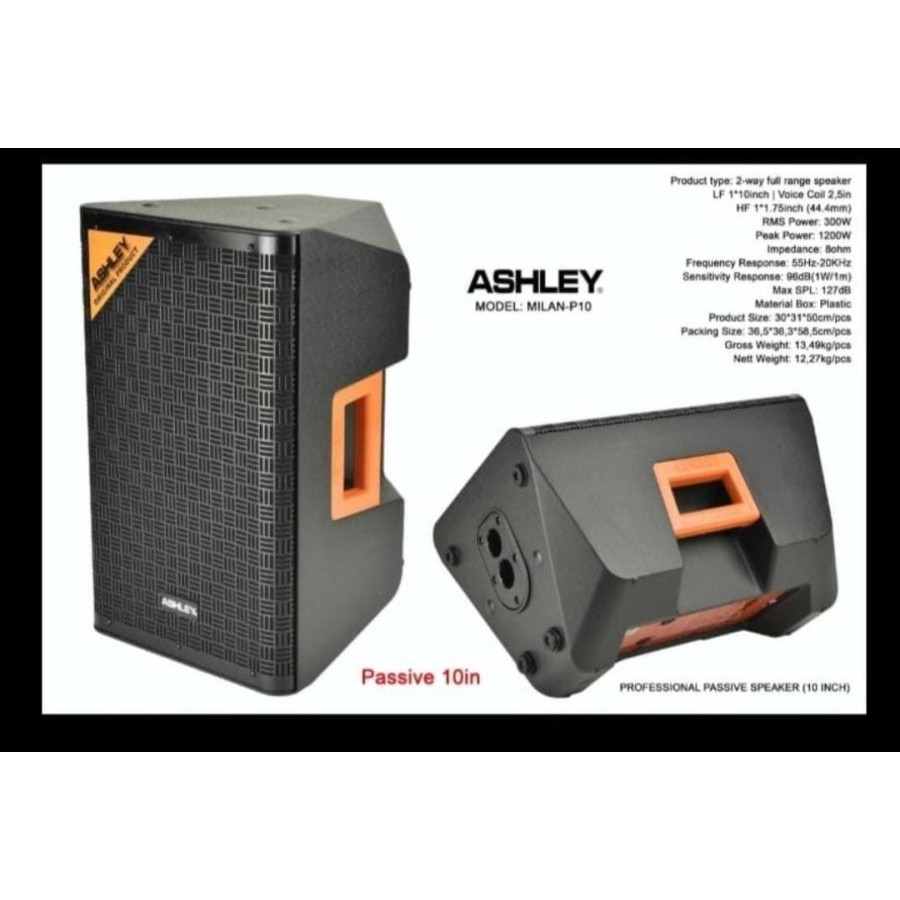 Jual SPEAKER Monitor PASIF ASHLEY MILAN P10 P 10 INCH ORI 300 watt 1 ...