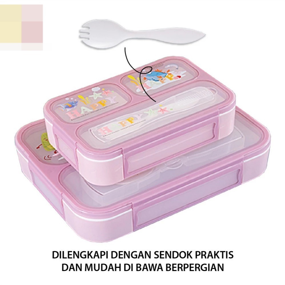 Jual Lunch Box Set Anak Tempat Makan Anak Motif Karakter Lucu 3 Sekat ...