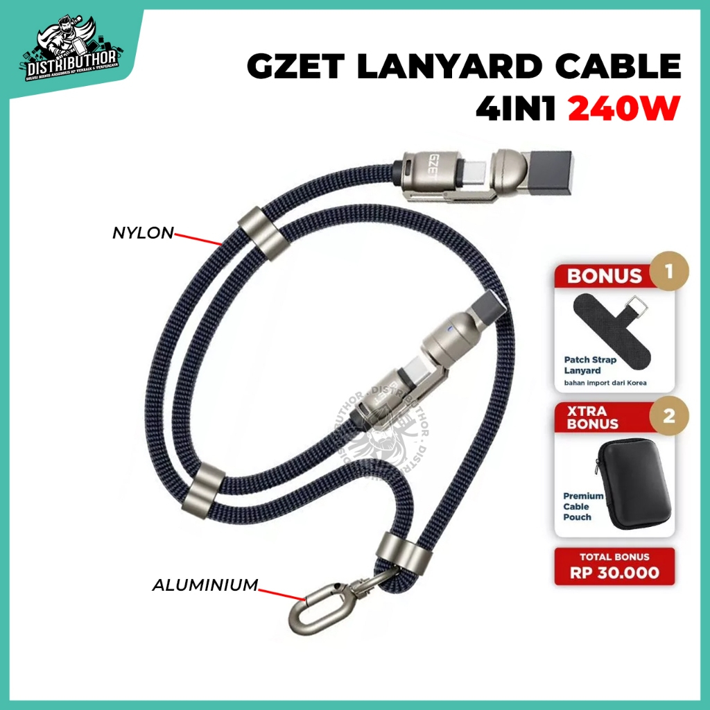 Jual GZET Lanyard Casing Hp + Kabel Data Fast Charging 4 in 1 240W ...