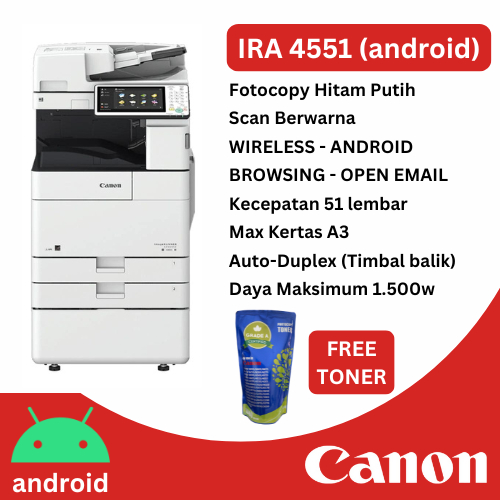 Jual Canon iRA 4551 (ANDROID) - Mesin Fotocopy Rekondisi Eropa 98% (Ex ...