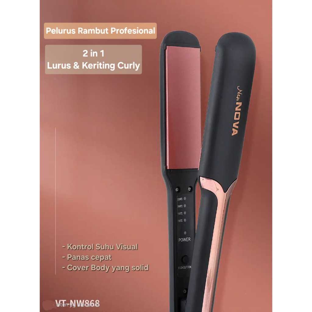 Jual catokan rambut profesional 2 in 1 lurus dan keriting curly atur ...