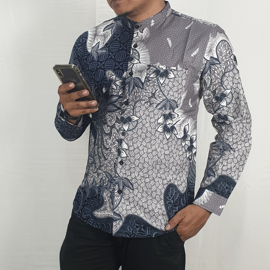 Jual Kemko Batik Kemeja Koko Batik Pria Lengan Panjang Slimfit Katun ...