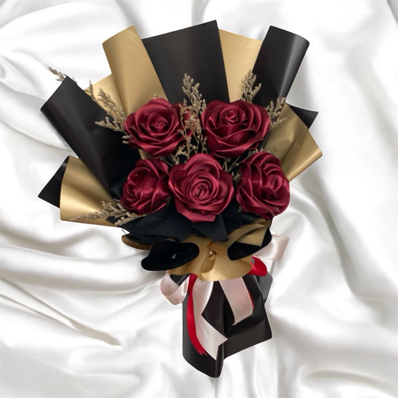 Jual buket bunga pita satin | rose bouquet | buket bunga palsu | buket ...