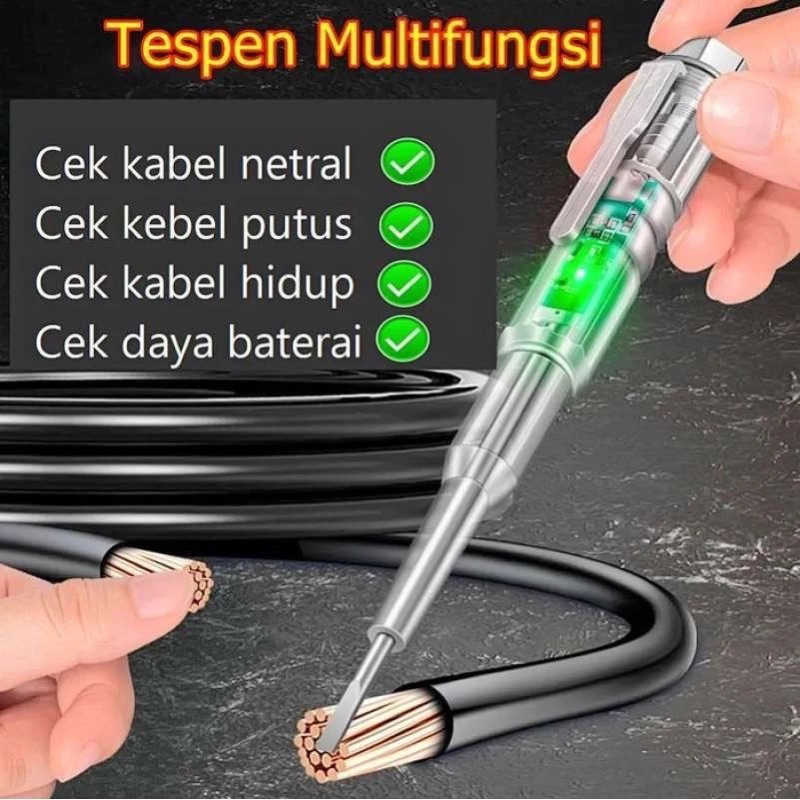 Jual Tespen Dual LED Test Pen Minus Sensor Detektor Obeng Tespen Tester ...