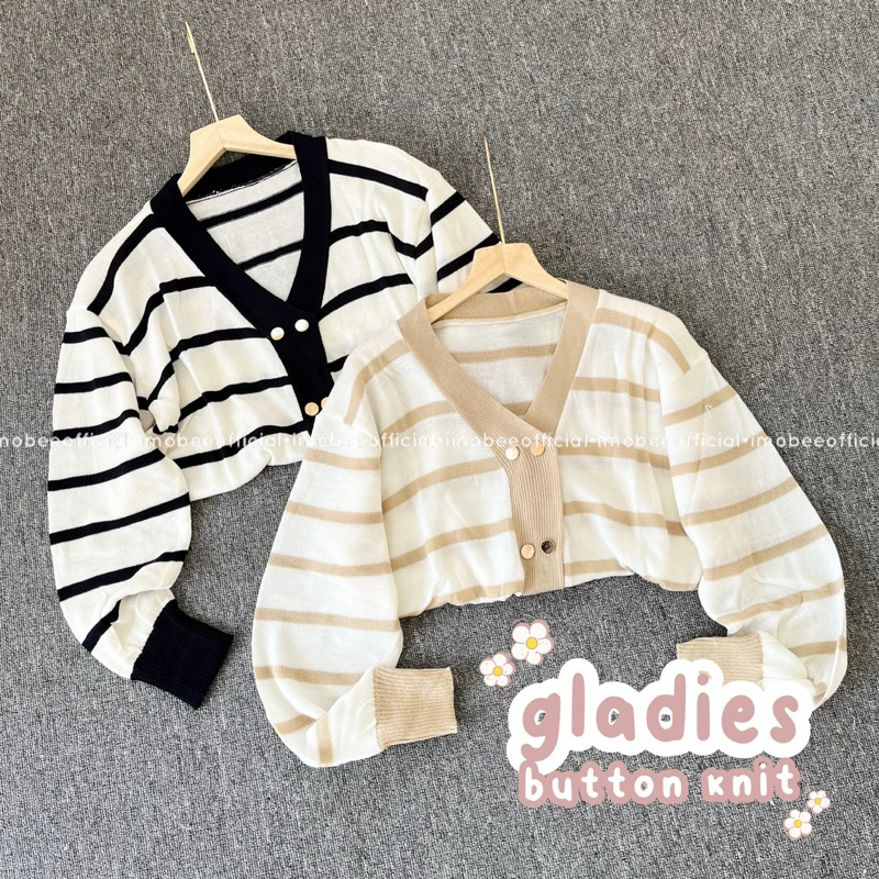 Jual GLADIES KNIT BUTTON // CARDIGAN STRIPE KANCING EMAS VINTAGE ...
