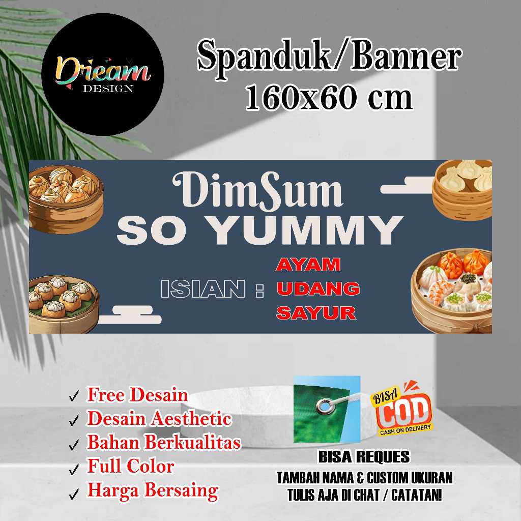 Jual Jual Cetak Spanduk Banner 160x60 DIMSUM SO YUMMY custom desain ...