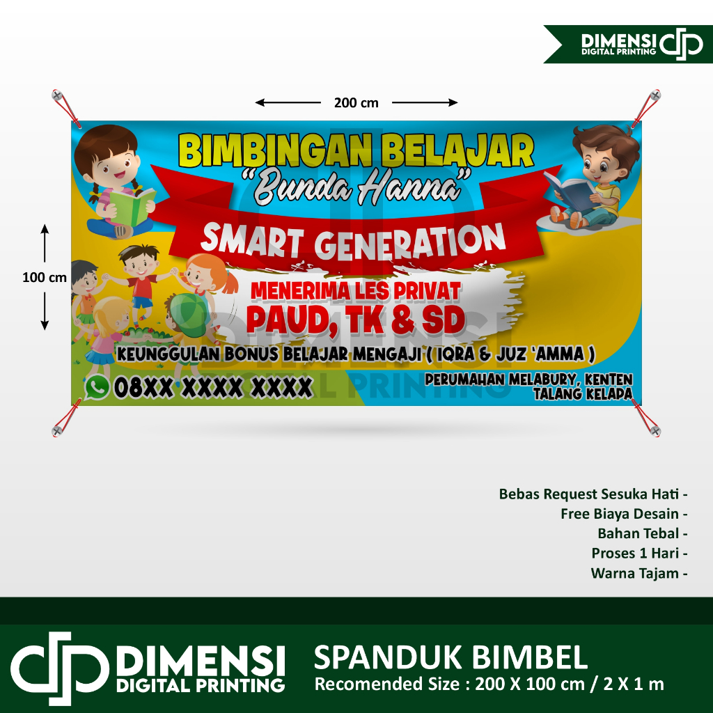 Jual BANNER SPANDUK BIMBEL RUMAHAN / SPANDUK BIMBINGAN BELAJAR ...