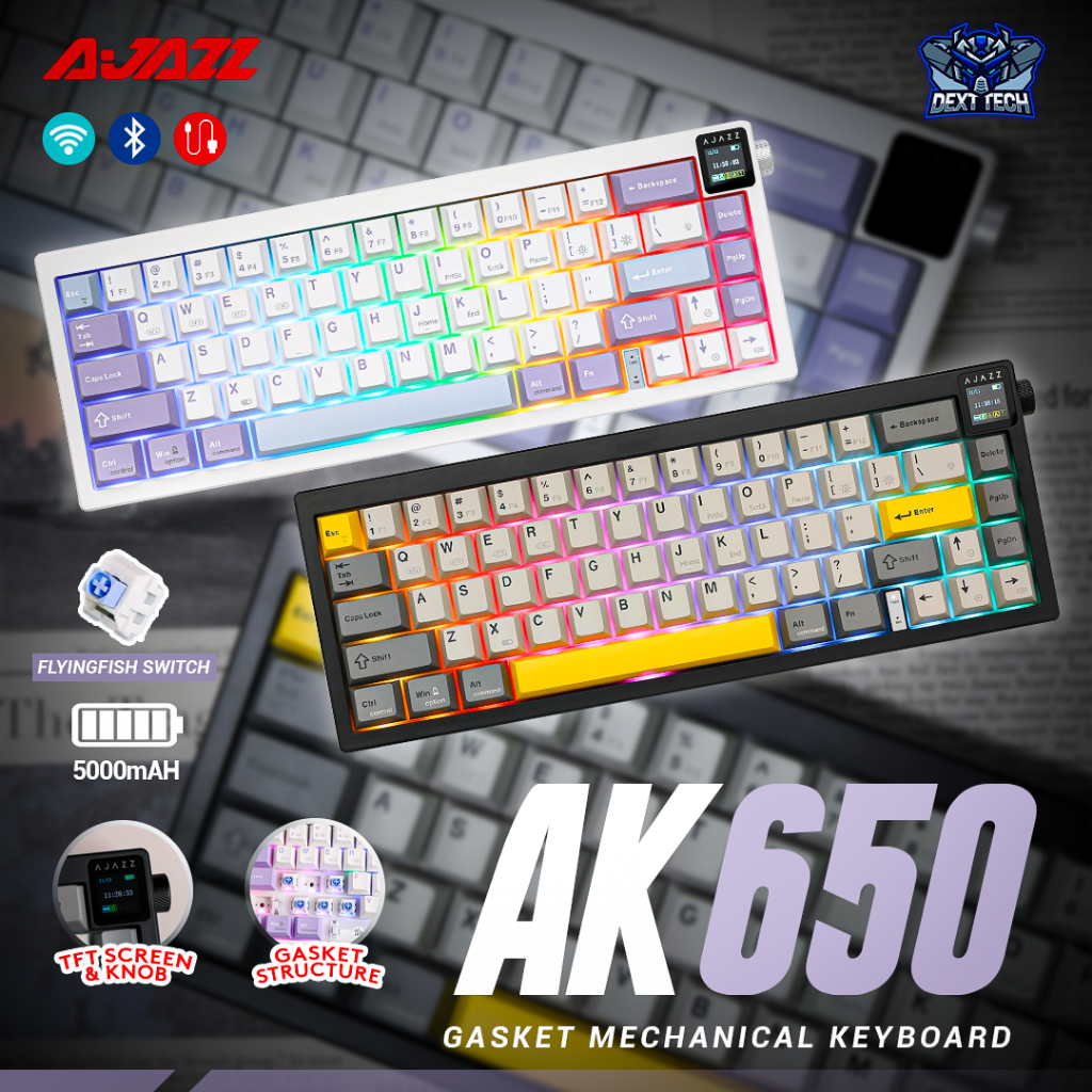 Jual Ajazz AK650 PRO 65% Wireless Mechanical Keyboard Three Mode RGB with 0.85-inch TFT Color ...
