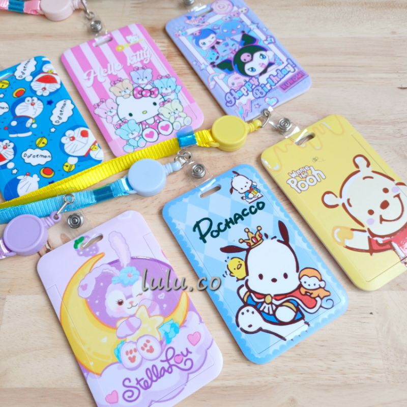 Jual Id name tag lanyard bisa ditarik sanrio DORAEMON STELLA LOU POOH ...