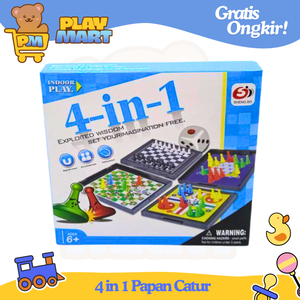 Jual Mainan Anak 4 in 1 Set Chess Board Games Papan Catur Toys Edukasi ...