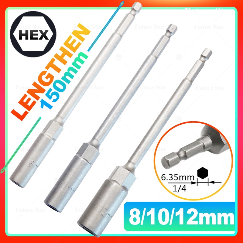 Jual Adapter Soket Kunci Pas Extension Hex 8/10/12mm Panjang Obeng 1/4 ...