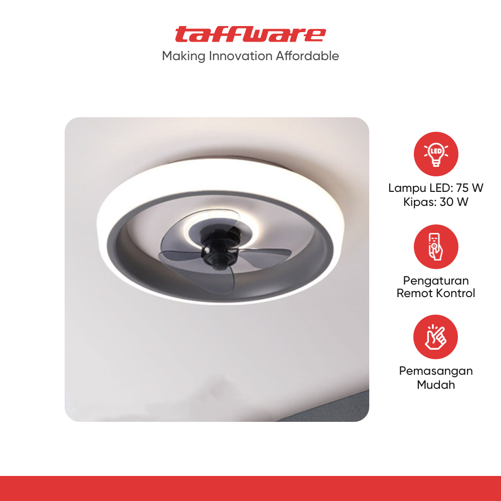 Jual TaffLED Lampu Plafon LED Kipas Angin 75W 50cm Dimmable 3in1 Color ...