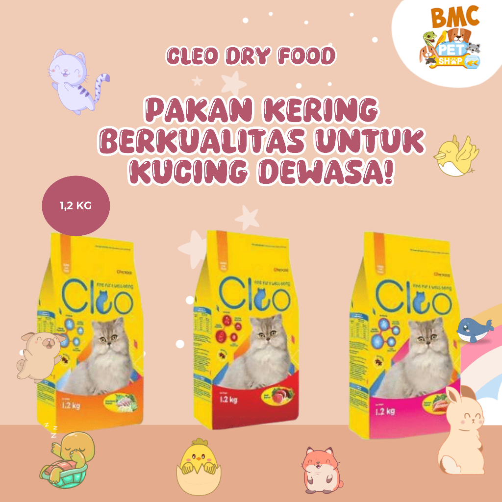 Jual BMC Petshop Cleo Dry Cat Food Makanan Kucing Adult Kitten 500gr 1 ...