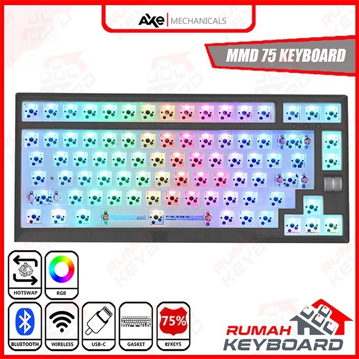 Jual MMD75 - 3 MODE - RGB - 75% - BLACK - HOTSWAP - BAREBONE KEYBOARD ...