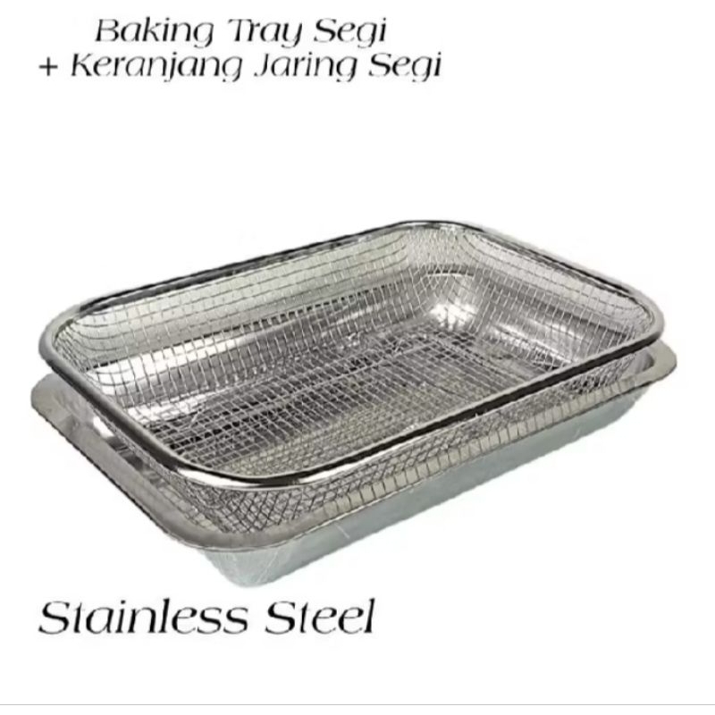 Jual Cooling rak keranjang peniris minyak stainless dan nampan baking ...