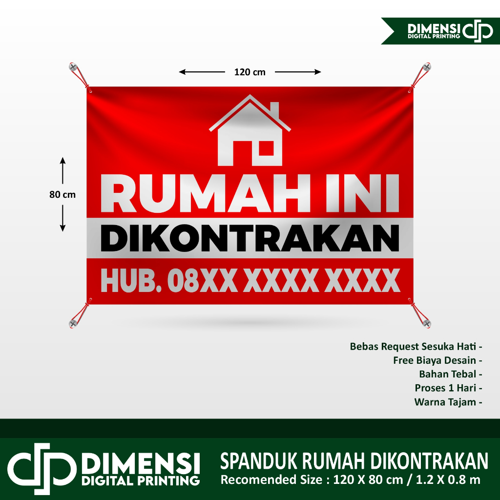 Jual spanduk rumah ini dikontrakan / spanduk kontrakan | Shopee Indonesia