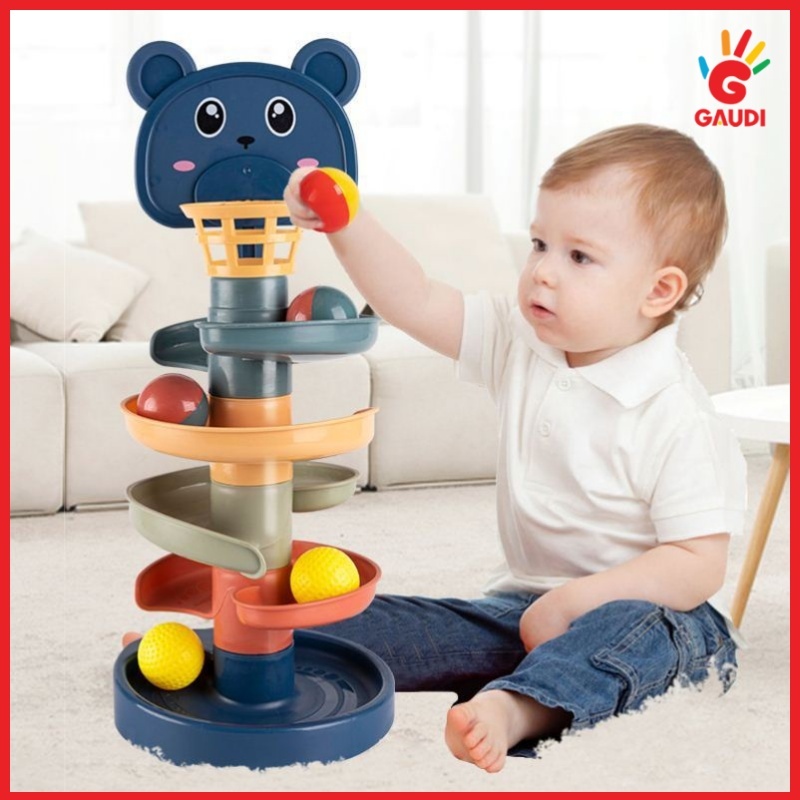 Jual Gaudi Rolling Light Rail Ball Slide Pendidikan Mainan Edukasi Bayi ...