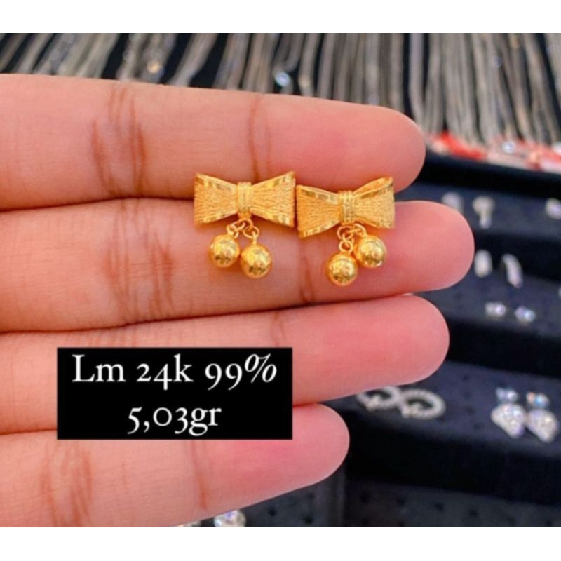 Jual Model Anting Emas LM/London 24K kadar 99,99% | Shopee Indonesia