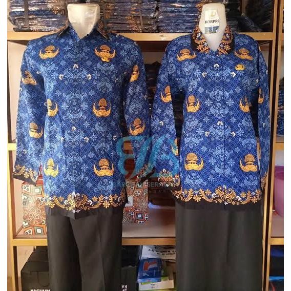 Jual Seragam korpri pns pegawai terbaru kerah hitam pria wanita dalaman full furing jahitan rapi ...