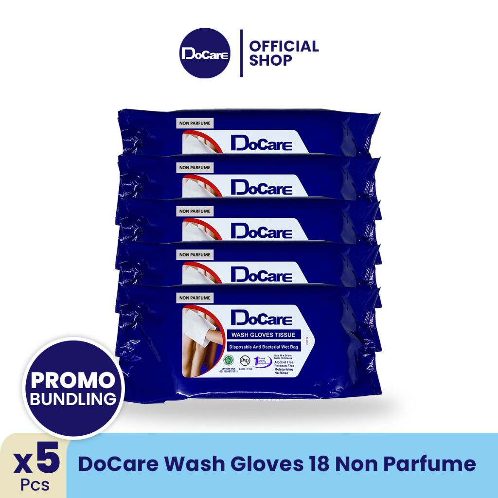 Jual [Promo Bundling 5 Pack] - DoCare Wash Gloves 18 sheet Non Parfume ...