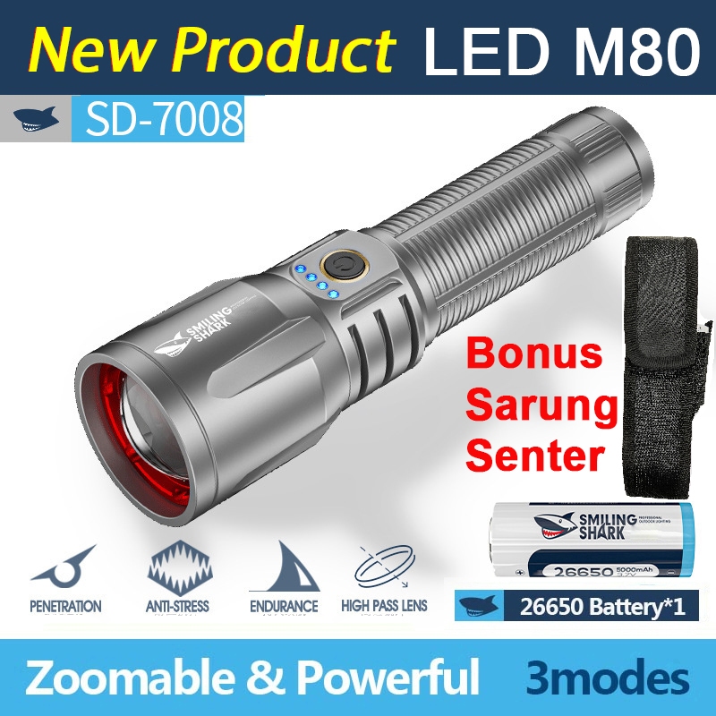 Jual Senter Smiling Shark SD7008 SmilingShark SD 7008 M80 Senter Super ...