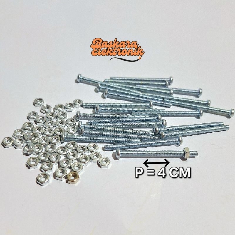 Jual [50 SET] BAUT JP M3X40 + MUR 3MM | Shopee Indonesia