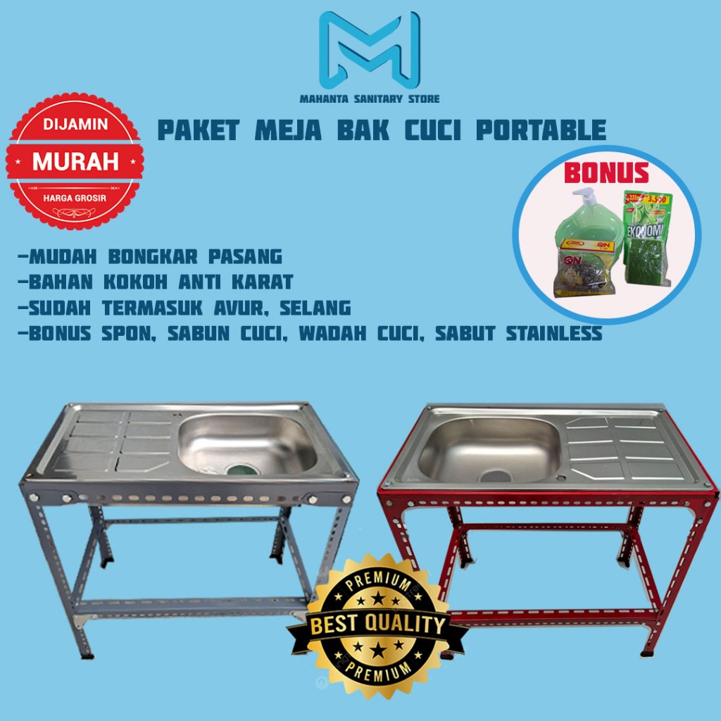 Jual Wastafel Meja Cuci piring Stainless portable Bak cuci piring ...