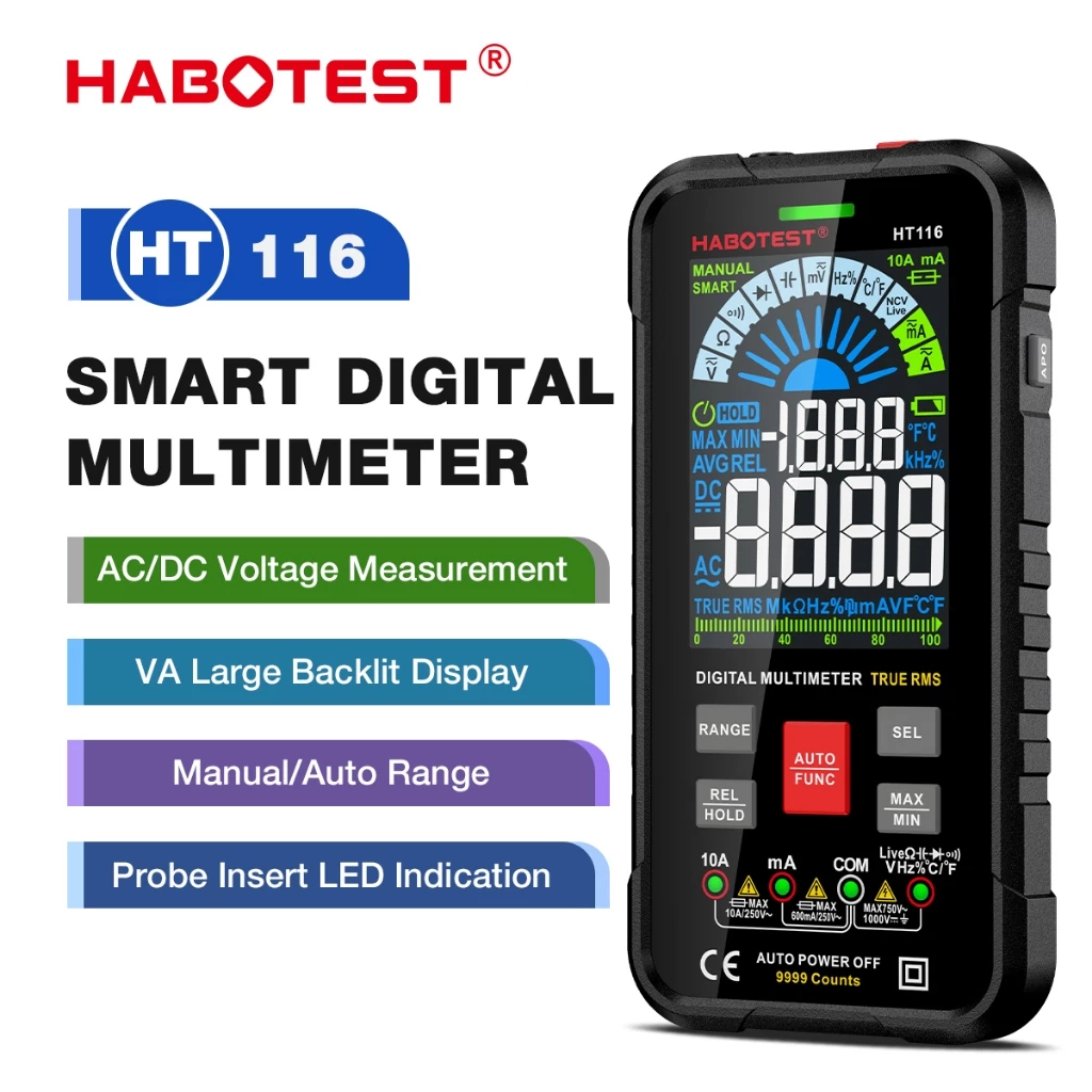 Jual HABOTEST HT116 Multimeter Digital 1000V AC/DC Penguji Tegangan ...