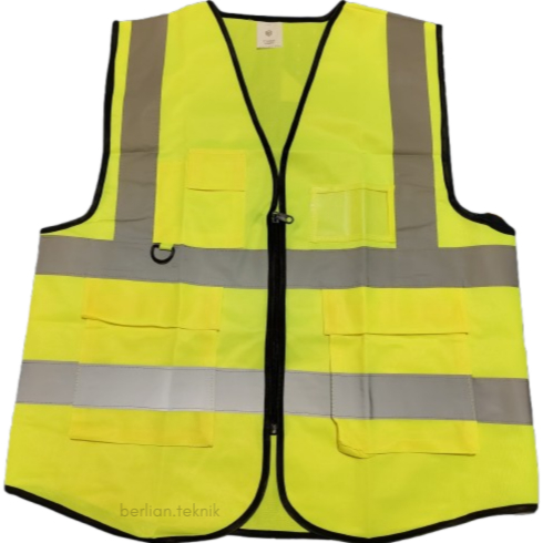 Jual Rompi Hijau Safety Proyek Resleting 5 Kantong/Rompi Polyester ...