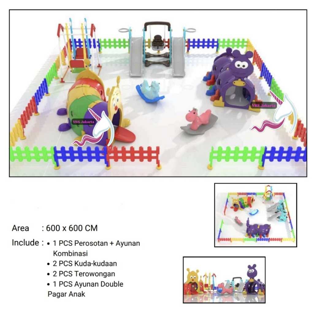 Jual PAKET SET PLAYGROUND 4M PAGAR FENCE TEROWONGAN TUNNEL COLORFUL ...