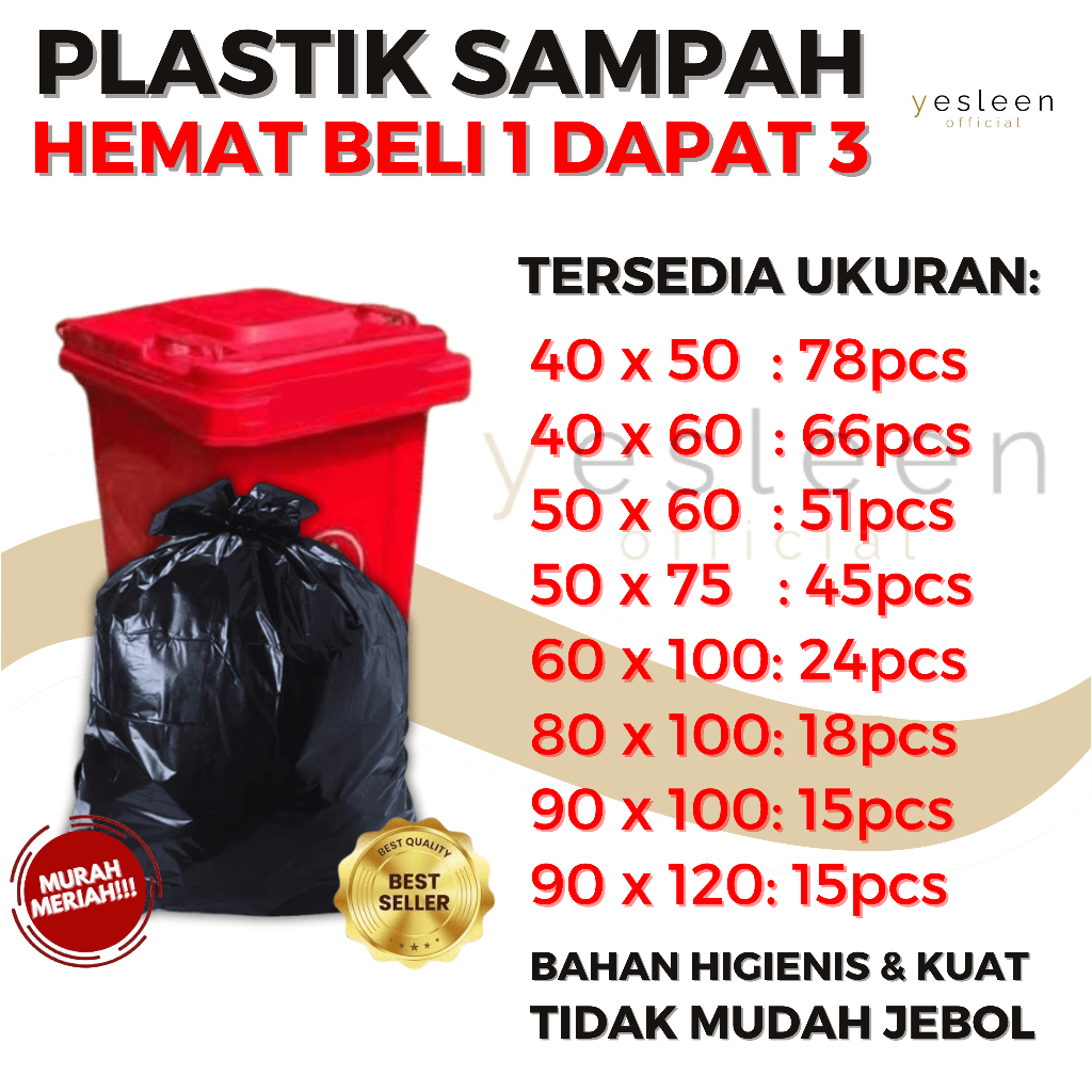 Jual Plastik Sampah Paket MURAH MERIAH Beli 1 Dapet 3 | Kantong Plastik Sampah Hitam | Plastik ...