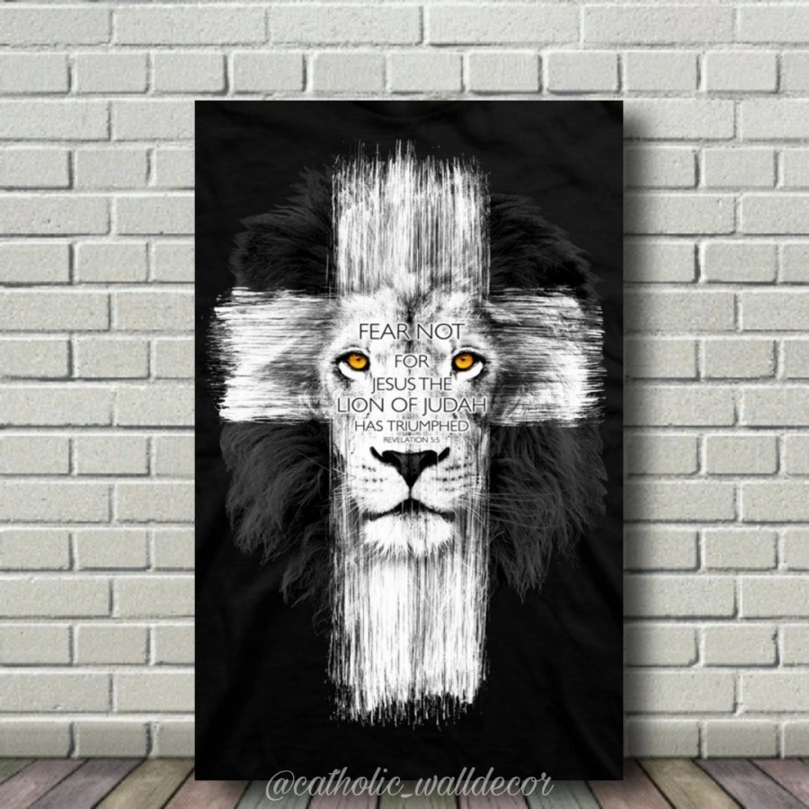 Jual Poster Rohani Kristen Katolik Lion of Judah 30x50cm hiasan dinding ...