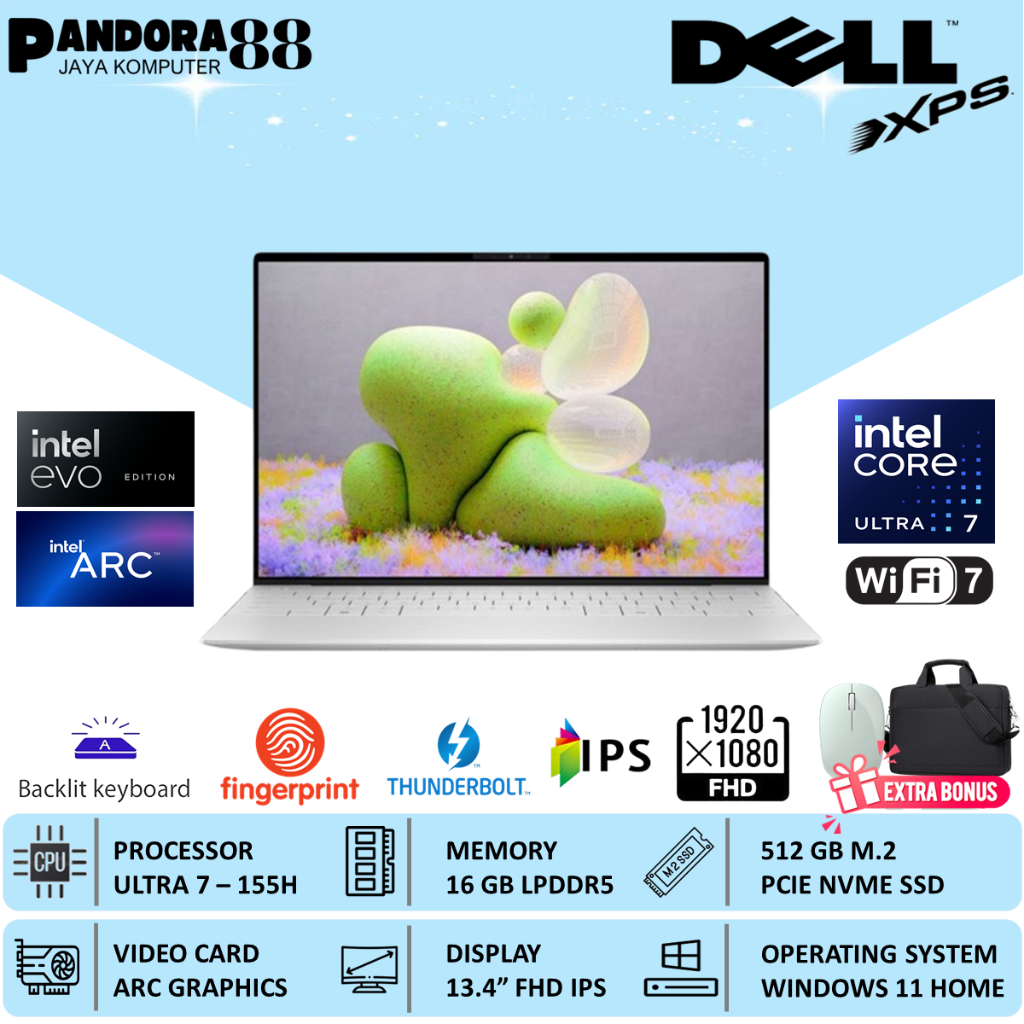 Jual DELL XPS 13 9340 Intel Ultra 7 155H 16GB DDR5 512GB SSD FHD IPS ...