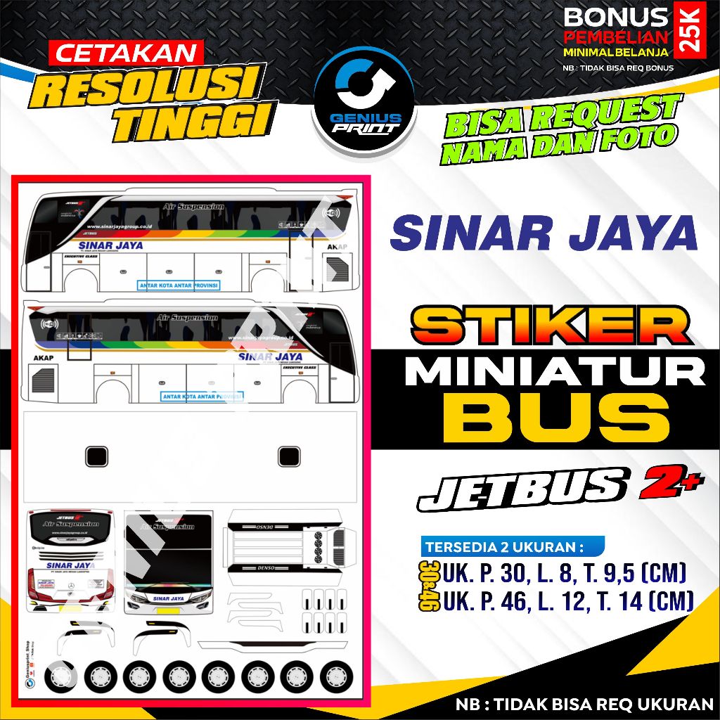 Jual Stiker Miniatur Bus Akap [ JETBUS 2 ] Livery Sinar Jaya ...